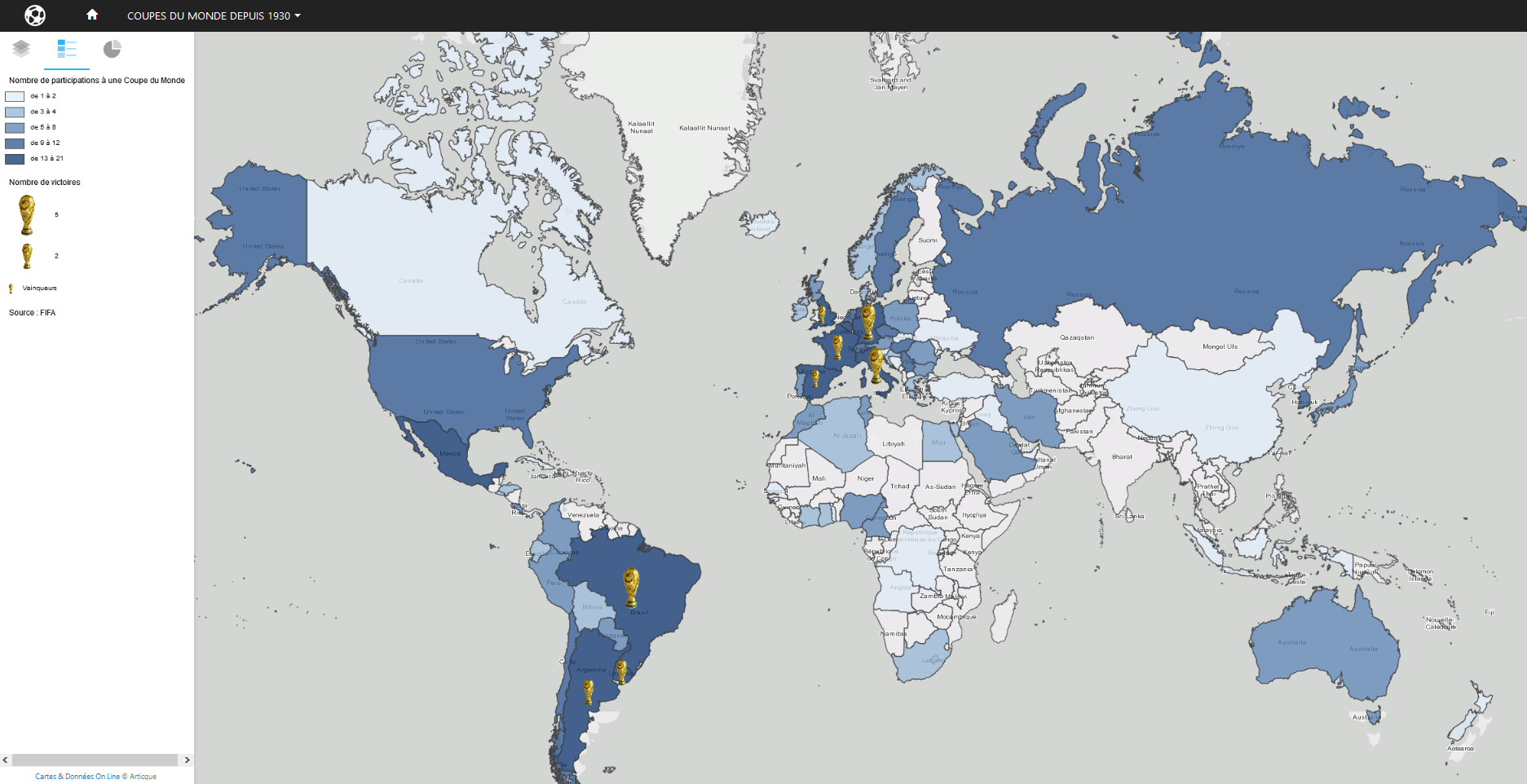 Coupe du monde de football 2018 : les cartes et les statistiques - Articque
